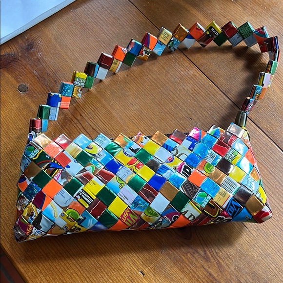 Bags | Colorful Vintage Candy Wrapper Woven Womens Bag | Poshmark
